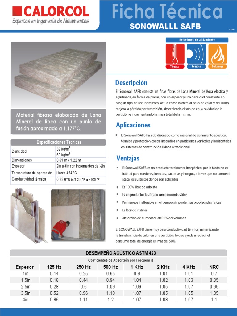 Ficha Técnica Lana Mineral de Roca | PDF | Ciencias fisicas | Materiales