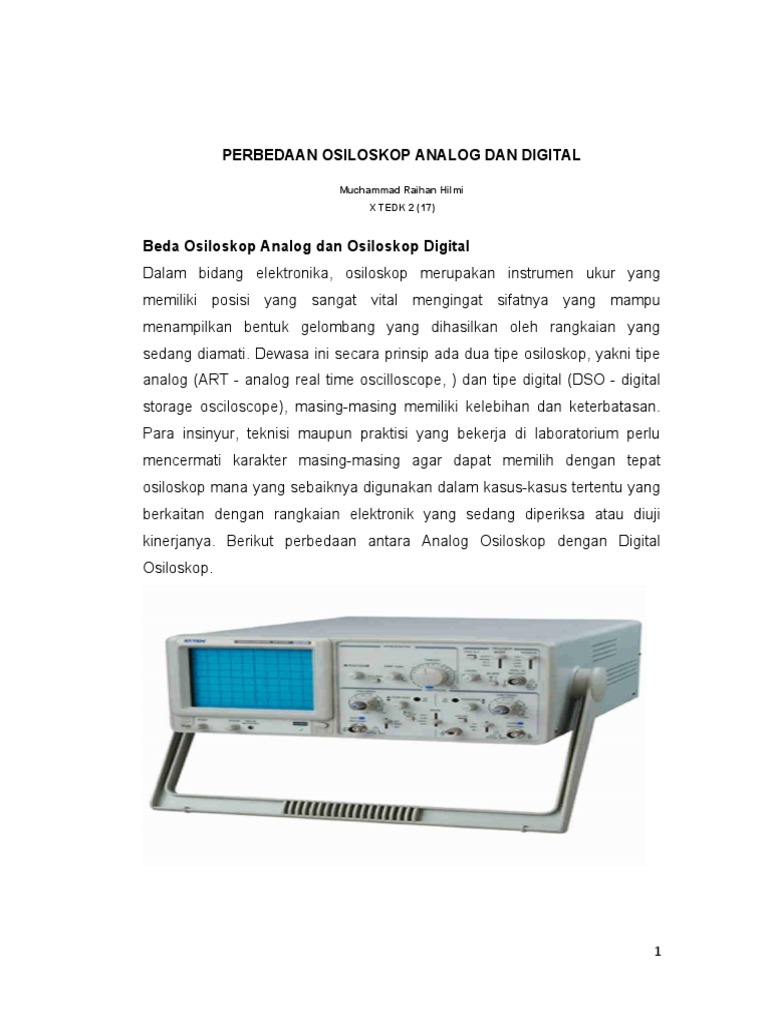 Perbedaan Osiloskop Analog Dan Digital | PDF
