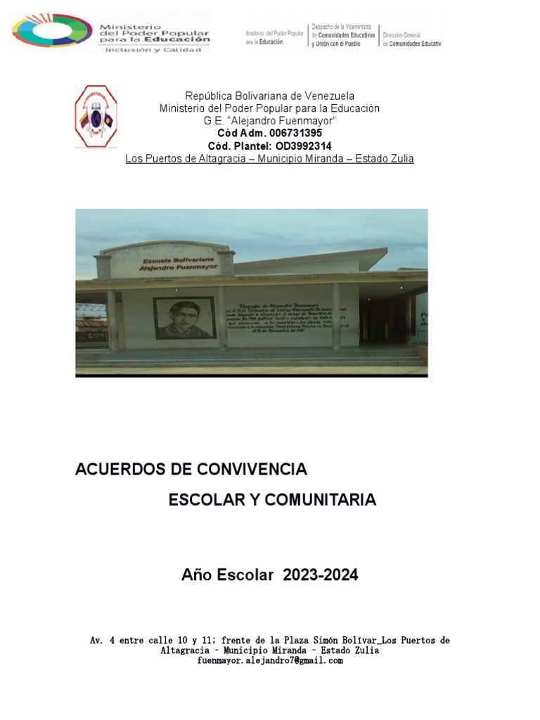 Acuerdos de Convivencia Alejandro Fuenmayor | PDF | Disciplinas ...