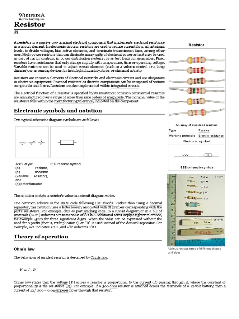 Resistor | PDF | Resistor | Electrical Resistance And Conductance