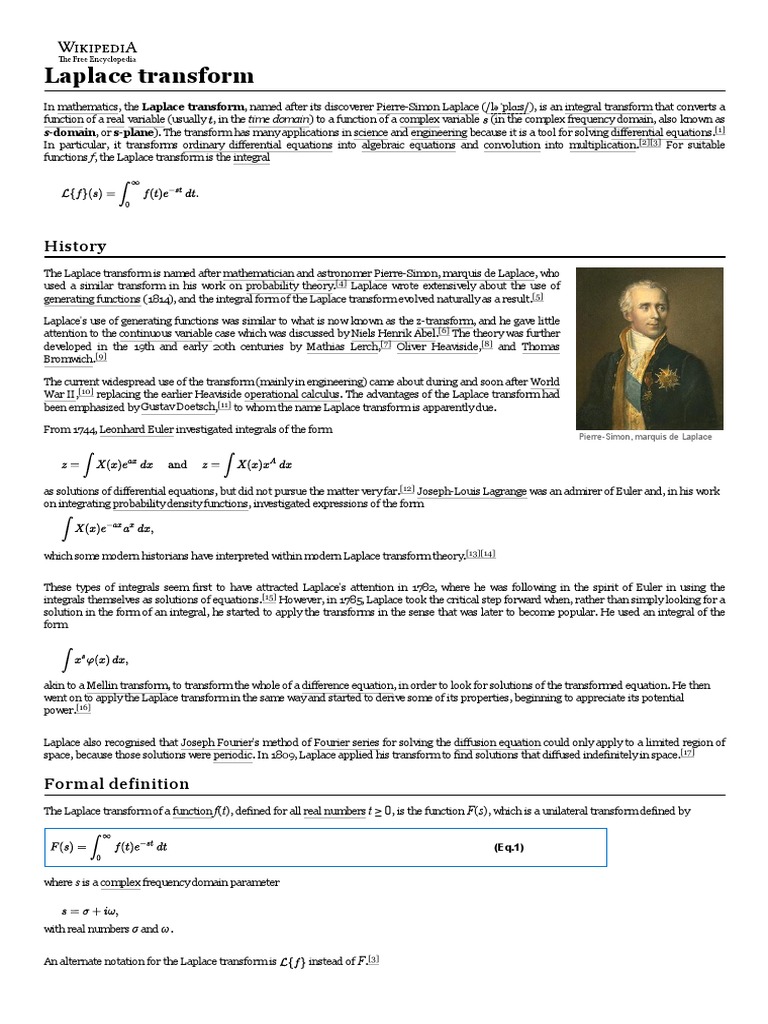 Laplace Transform: Definition & Applications | PDF | Laplace Transform ...