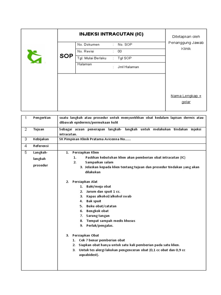 Sop Intracutan (Ic) | PDF