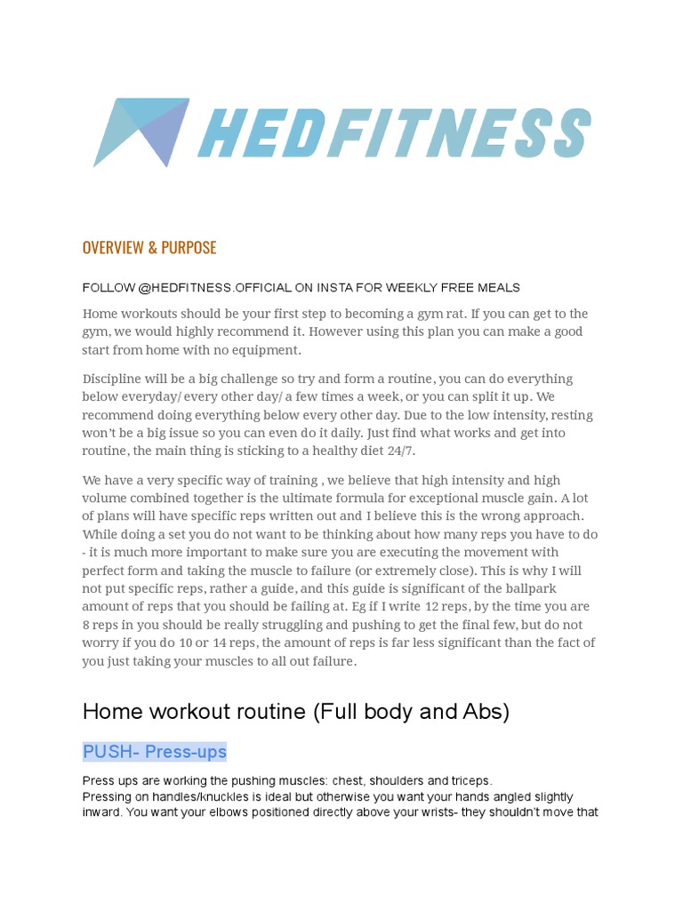HED Home Workout Plan | PDF | Foods | Food And Drink