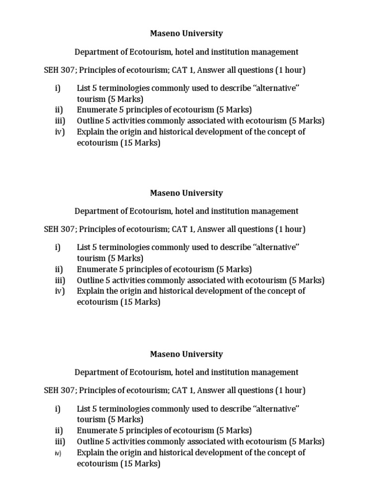 Principles of Ecotourism Overview | PDF | Foreign Language Studies ...