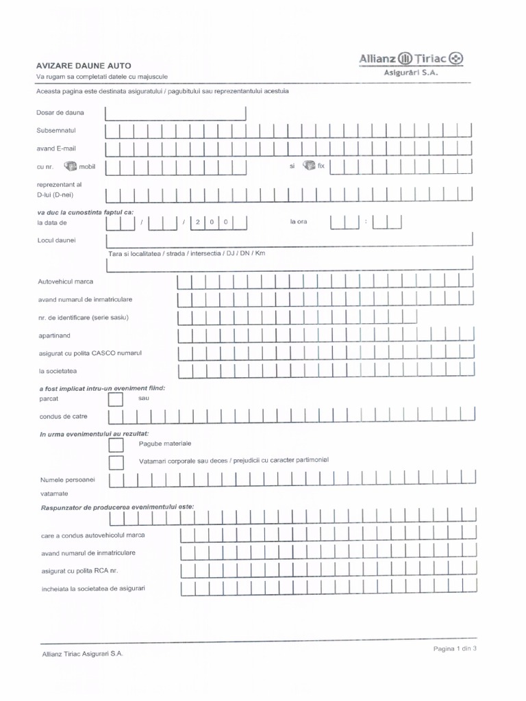 ALLIANZ Formular Declaratie Dauna | PDF