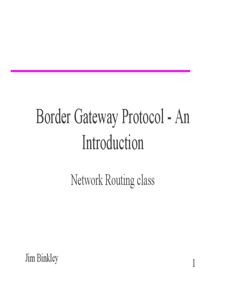 Border Gateway Protocol - An: Network Routing Class | PDF | Routing | Transmission Control Protocol