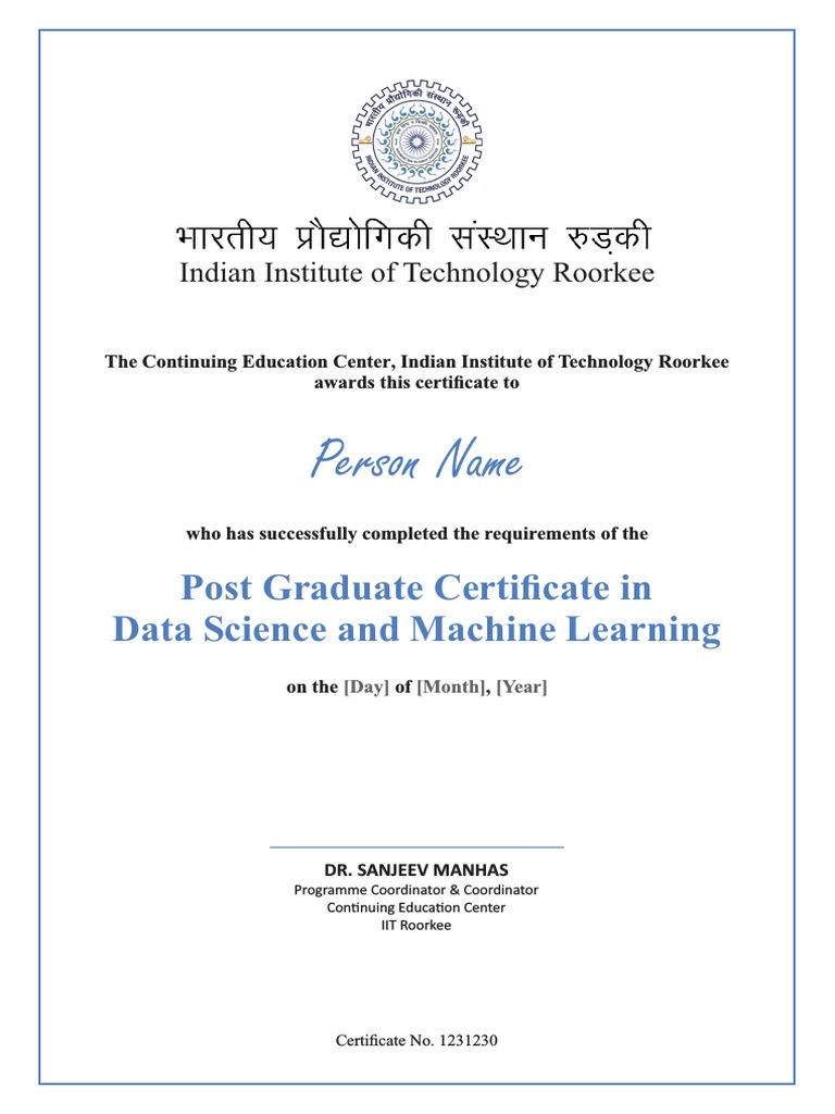 Coursera Certificate - PGC-DSML | PDF