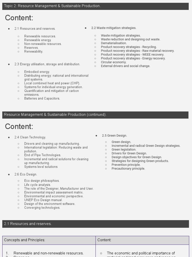 Resource Management & Sustainable Practices | PDF | Life Cycle ...