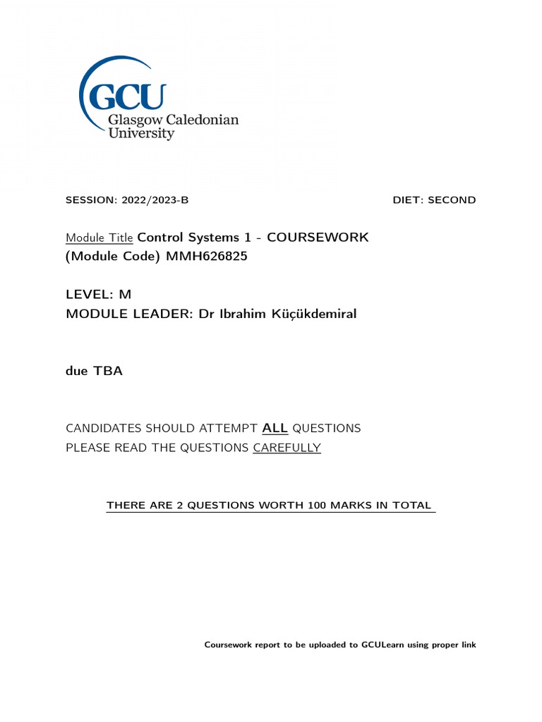 CW Resit | PDF | Control Theory | Electrical Engineering