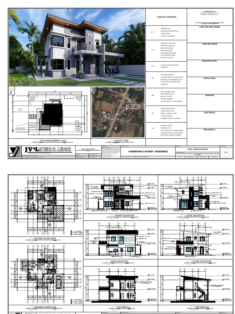 4-Bedroom 2-Storey House Plan | PDF | Building Engineering | Buildings ...
