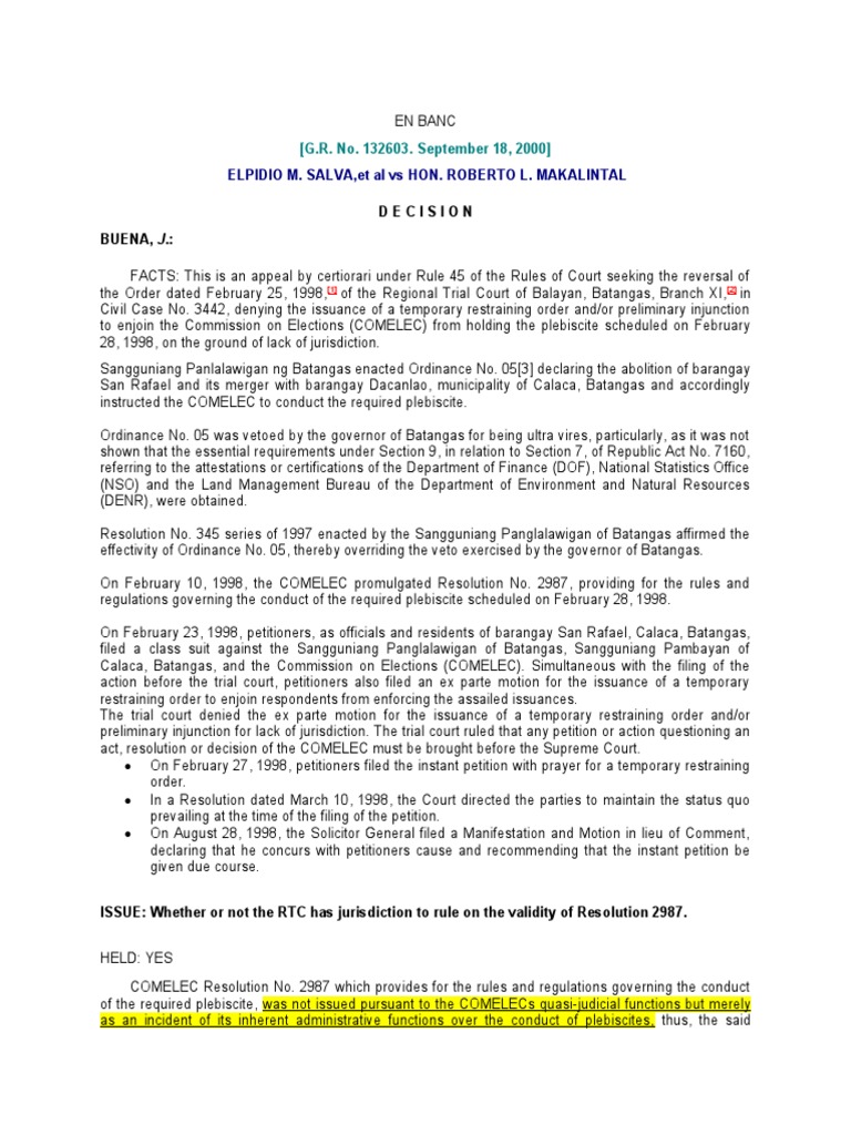 PUBCORP - SALVA Vs MAKALINTAL | PDF | Injunction | Lawsuit