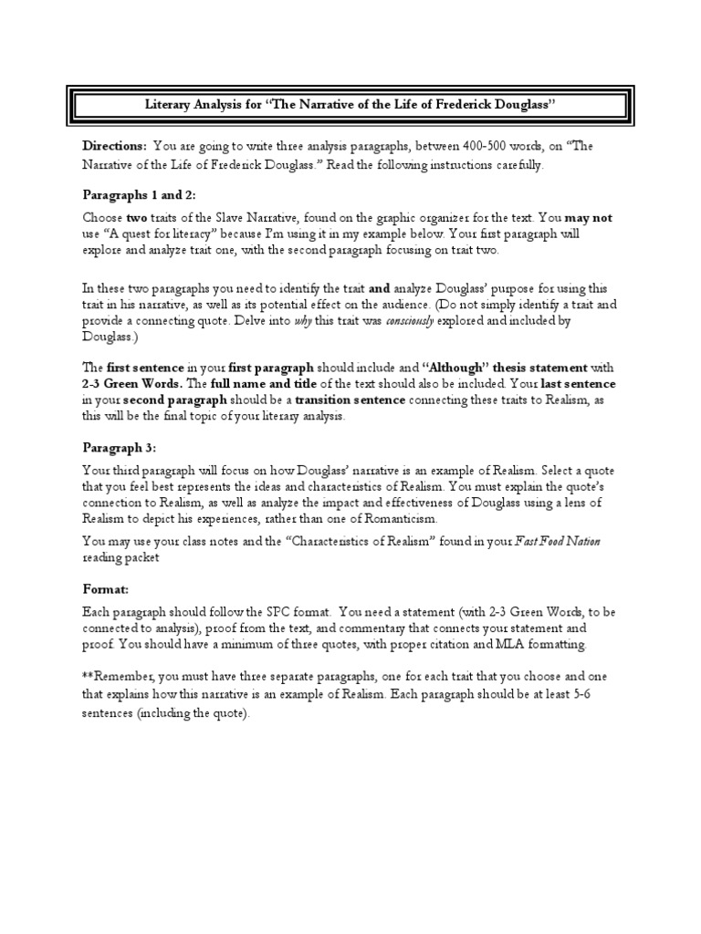 Frederick Douglass Lit Analysis | Download Free PDF | Narrative ...