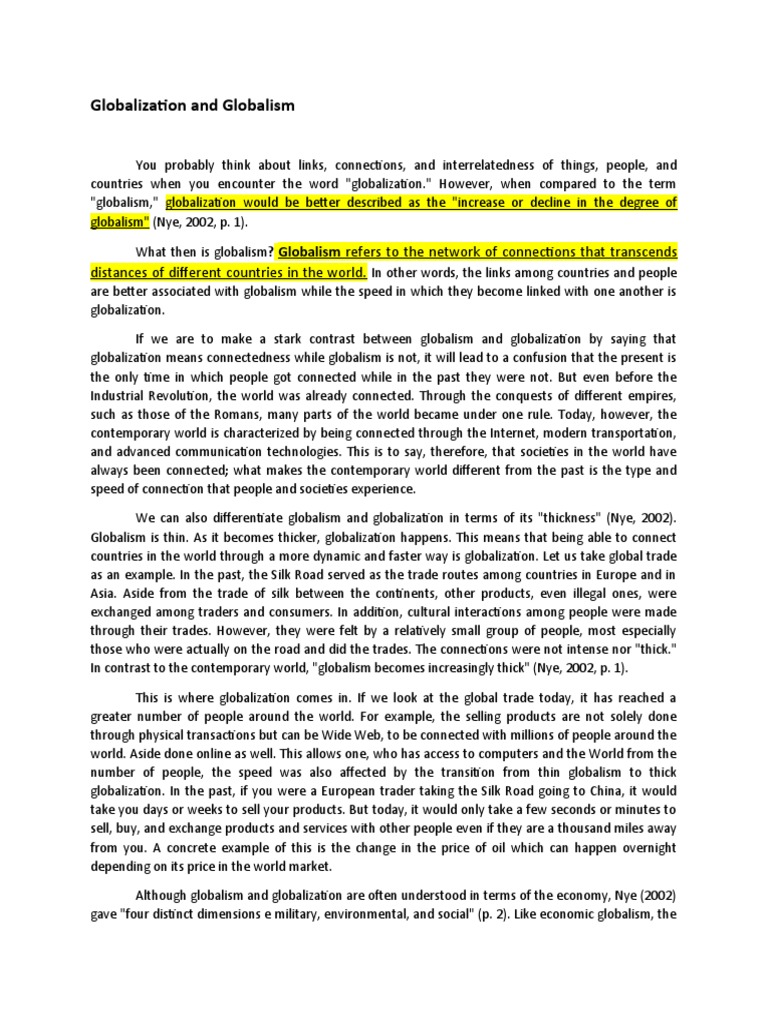 Globalization and Globalism | PDF | Globalization | Trade