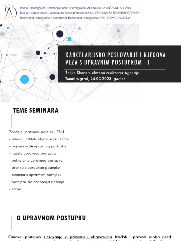 Kancelarijsko Poslovanje I Njegova Veza Sa Upravnim Postupkom | PDF