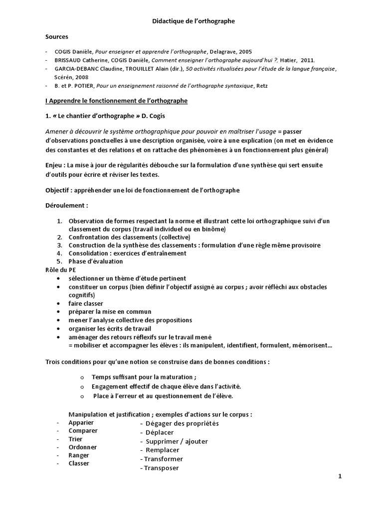 Didactique de L'orthographe | PDF | Phrase | Lexique