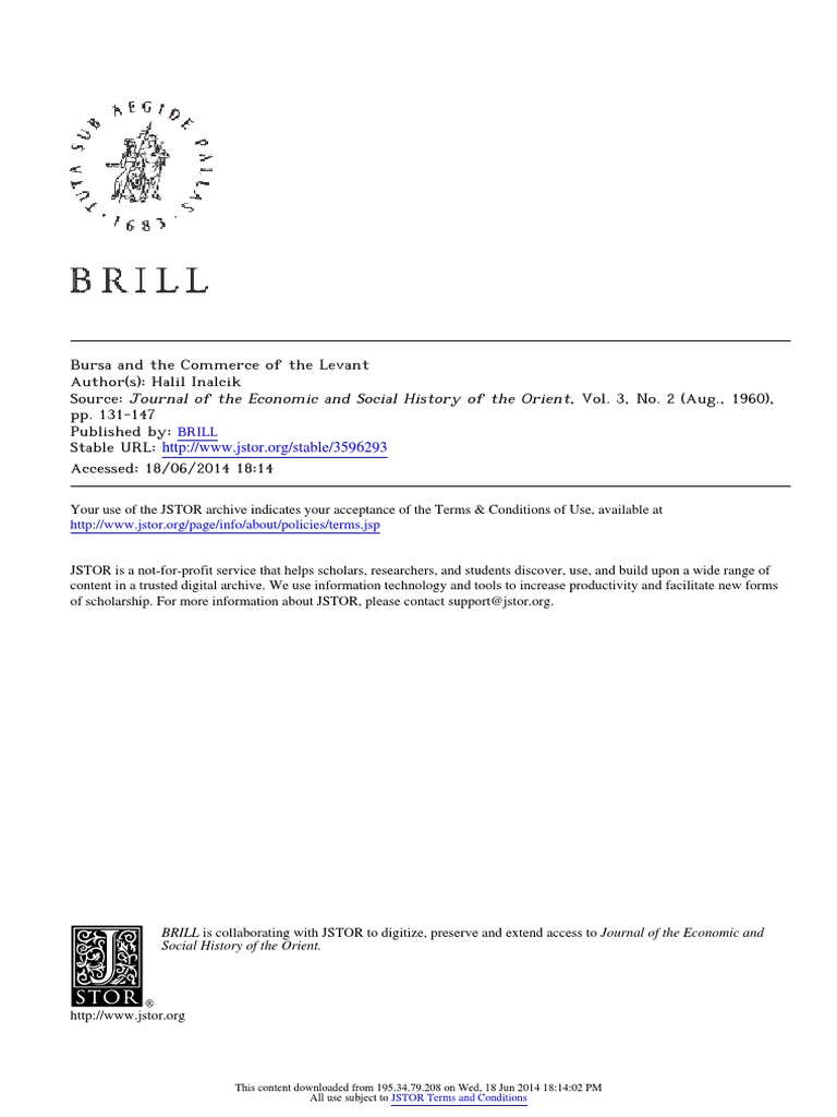 Bursa and The Commerce Levant | PDF | Ottoman Empire | Turkey