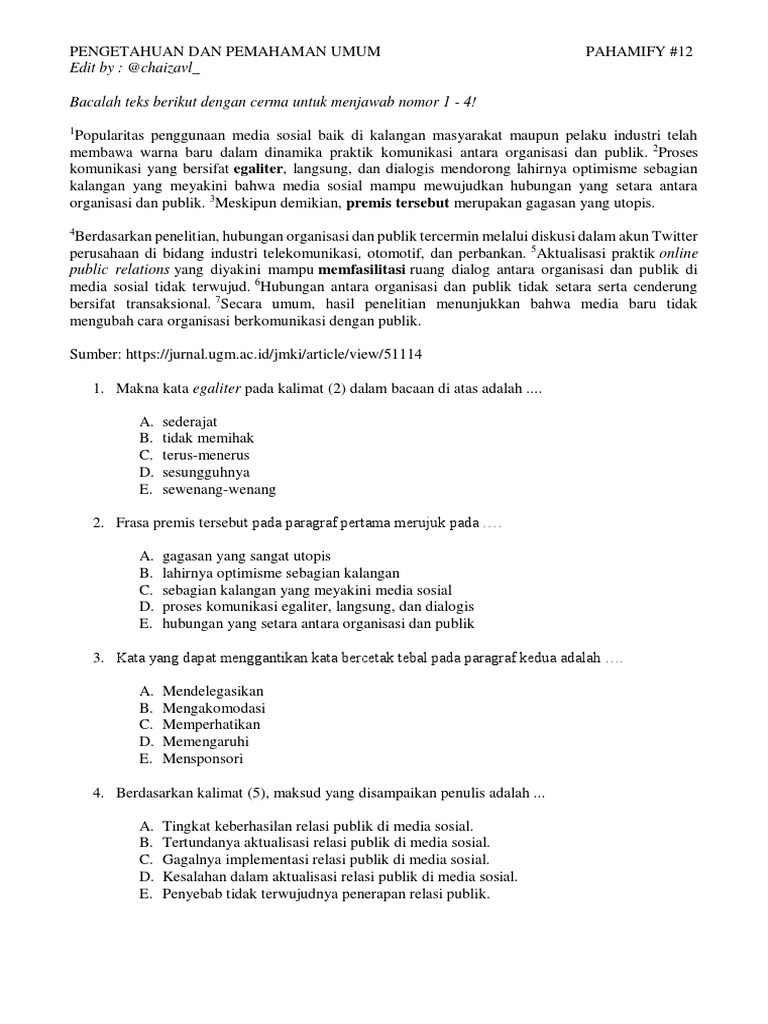 Pengetahuan Dan Pemahaman Umum | PDF