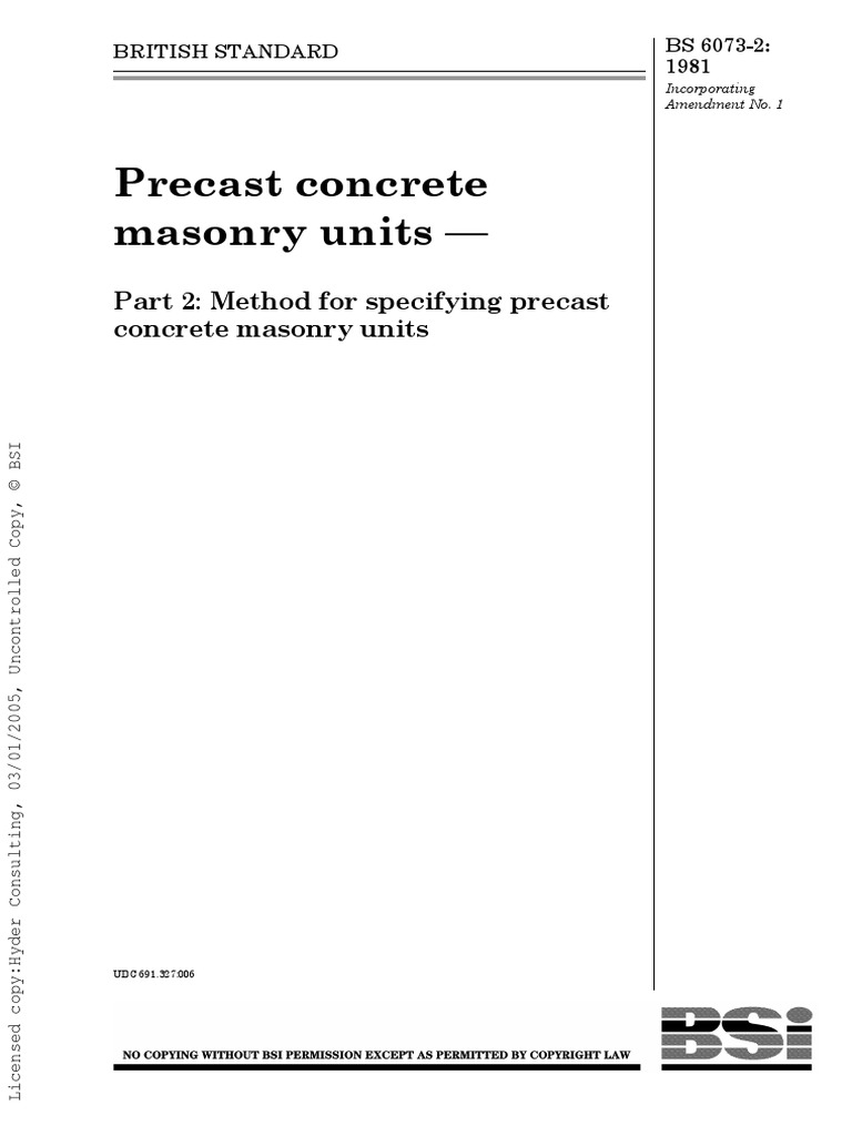 BS 6073-2 | Download Free PDF | Concrete | Brick