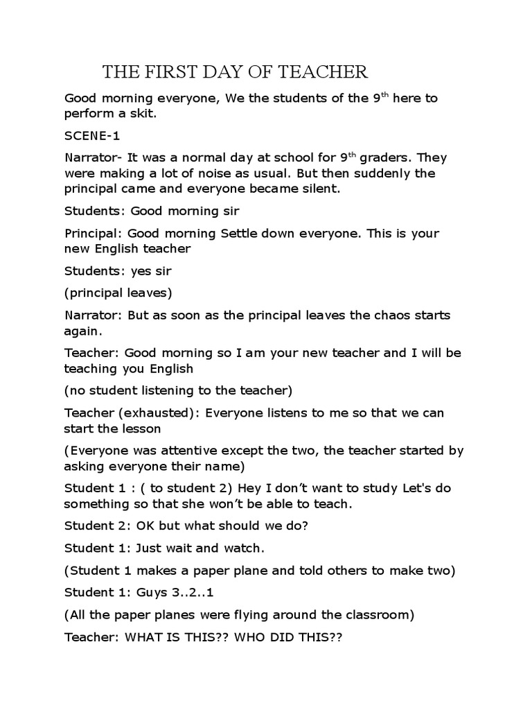 The First Day of Teacher | PDF