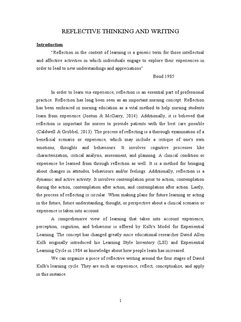 Reflective Thinking and Writing | PDF | Pain | Burn