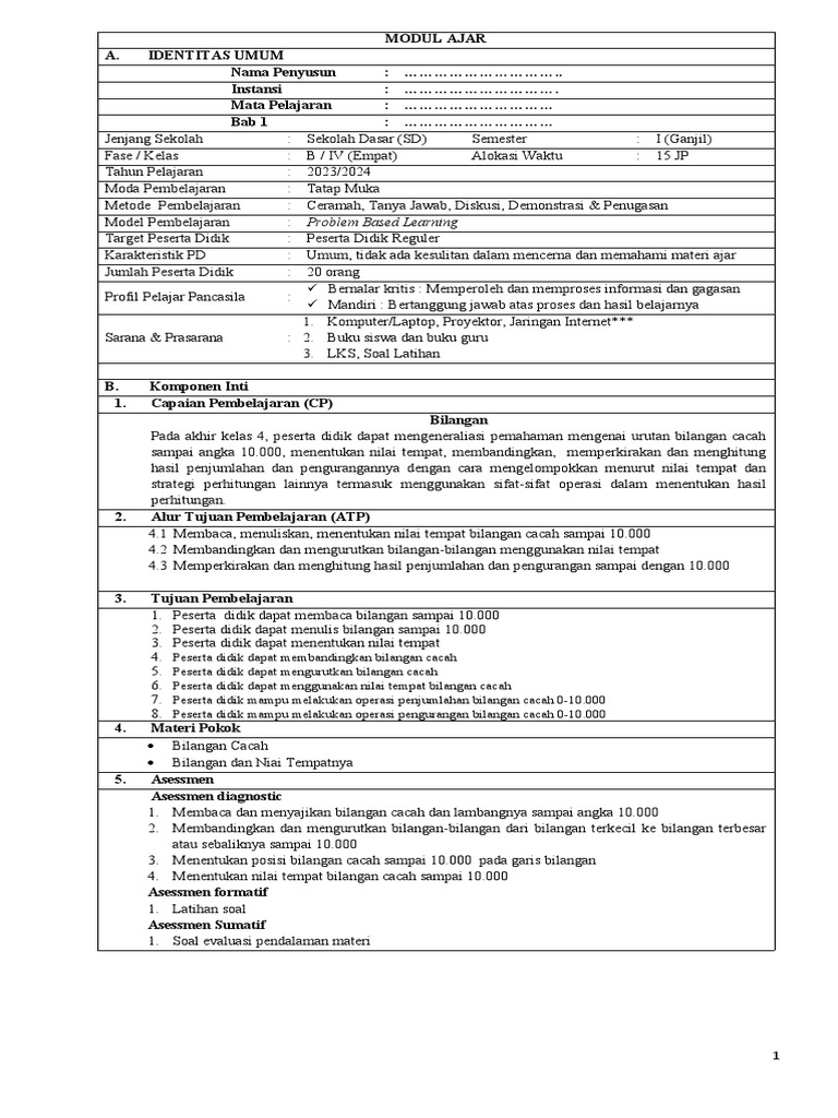 Format MODUL AJAR | PDF | Karier & Perkembangan