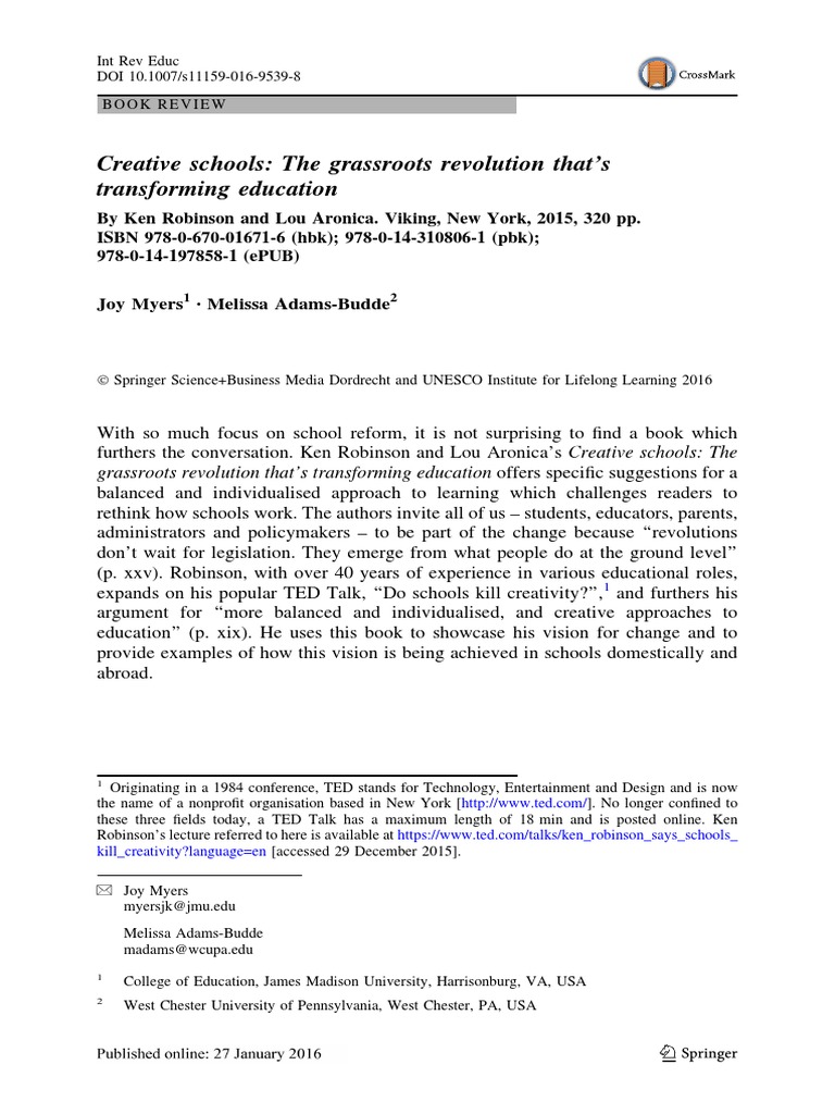 Transforming Education: A Review of Robinson's Vision | PDF ...