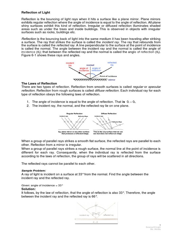 Light (Mirrors and Lenses) | PDF | Refraction | Mirror