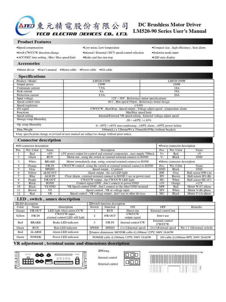DC Brushless Motor Driver Guide | PDF | Electric Motor | Computer ...