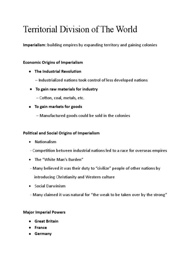 Territorial Division of The World | PDF | British Empire | Imperialism