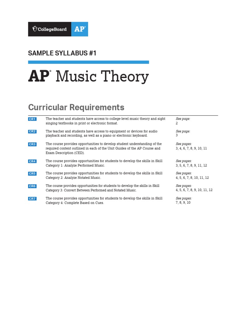 Ap Music Theory Sample Syllabus 1 | PDF