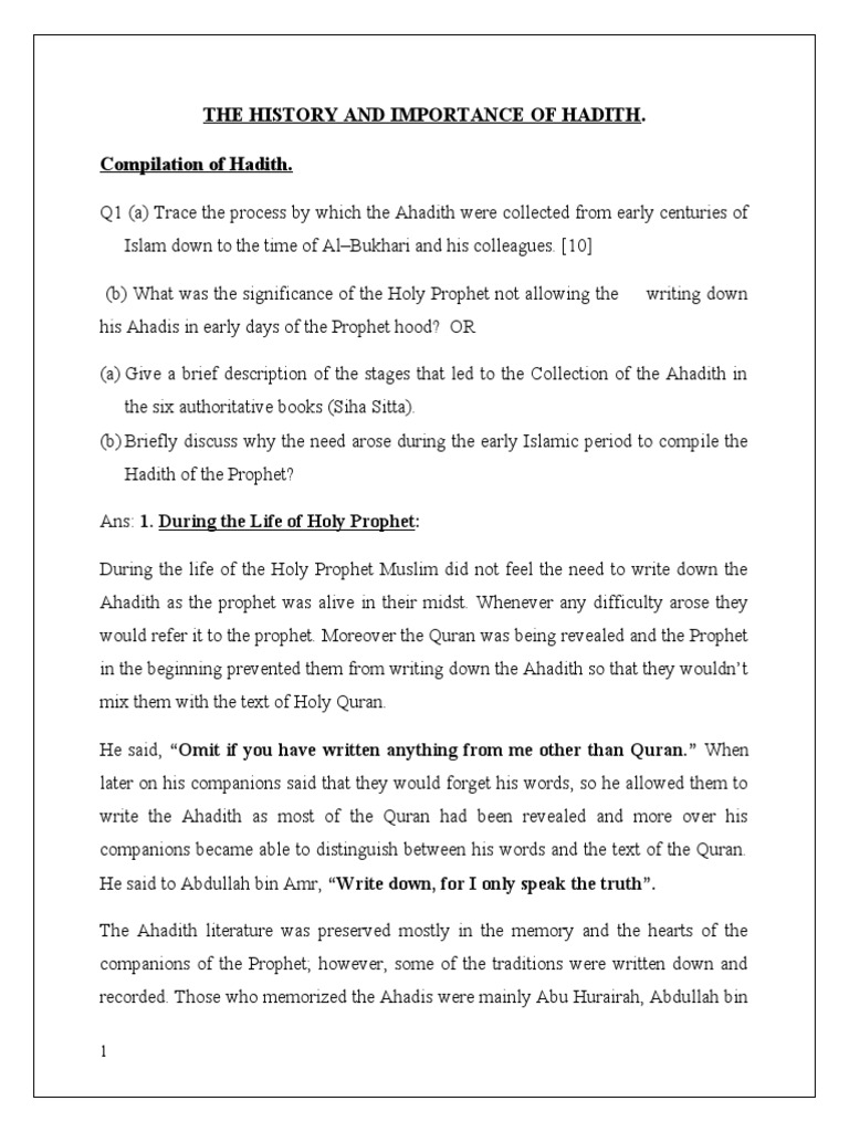 The History and Importance of Hadith | PDF | Hadith | Muhammad