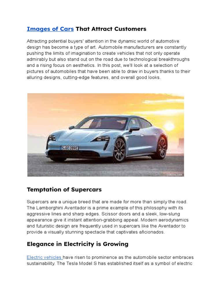 Alluring Car Designs That Sell | PDF | Car | Vehicles