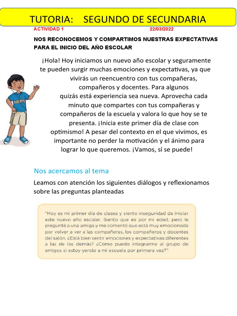 Expectativas para el Nuevo Año Escolar | PDF | Las emociones | Aprendizaje