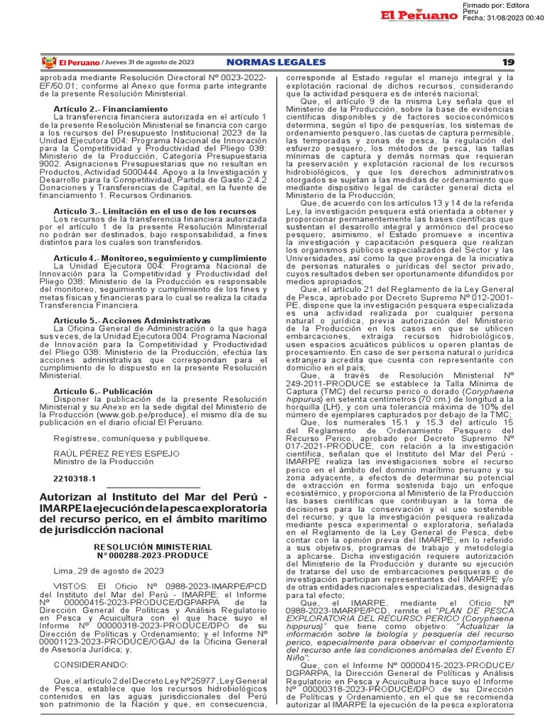 Perico | PDF | Pesquería | Perú