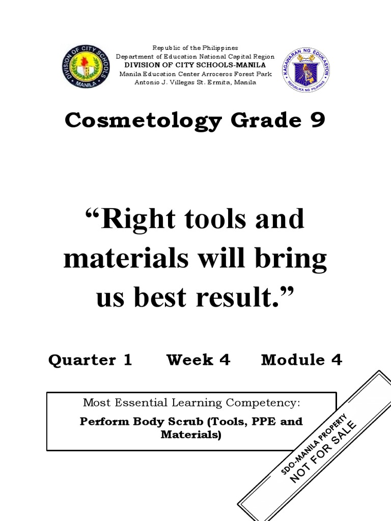 COSMETOLOGY-9 Q1 W4 Mod4 | PDF