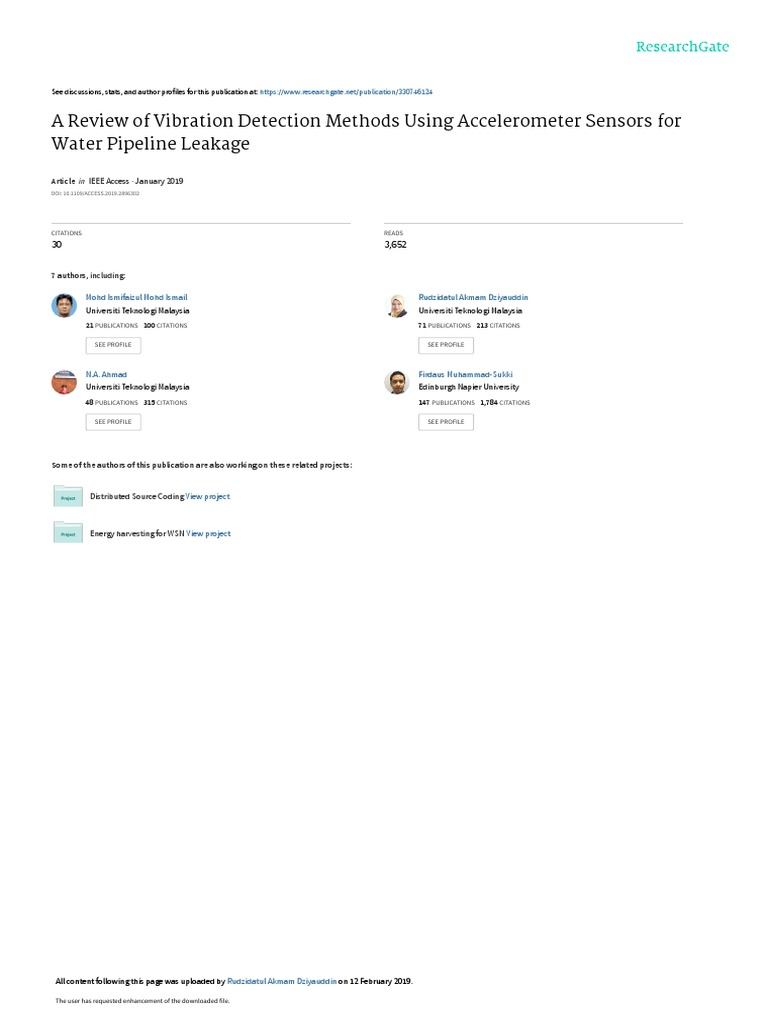 A Review of Vibration Detection Methods Using Acce | PDF | Pipeline Transport | Physical Sciences
