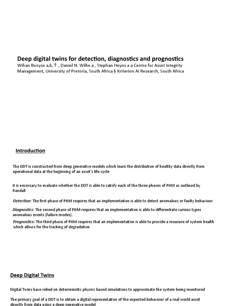 Deep Digital Twins For Detection, Diagnostics and Prognostics | PDF | Cybernetics | Applied ...
