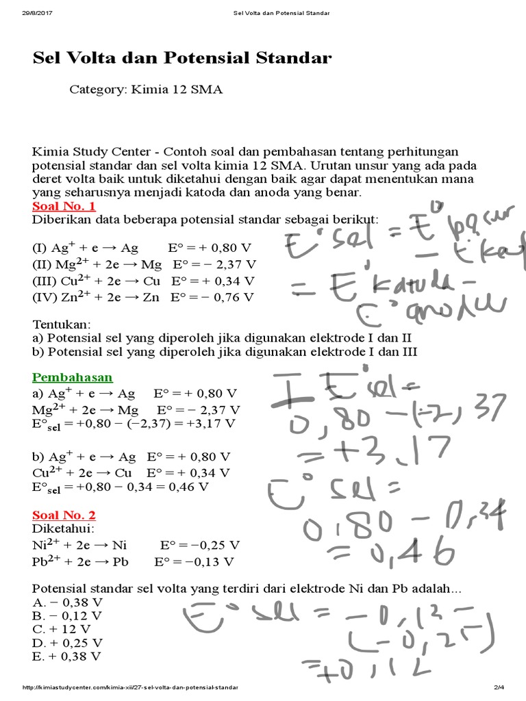 Sel Volta Dan Potensial Standar | PDF