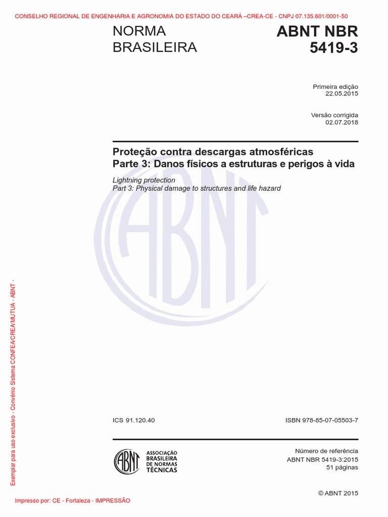 ABNT NBR 5419-3-2015 Versão Corrigida-2018 | PDF | Eletricidade | Engenharia