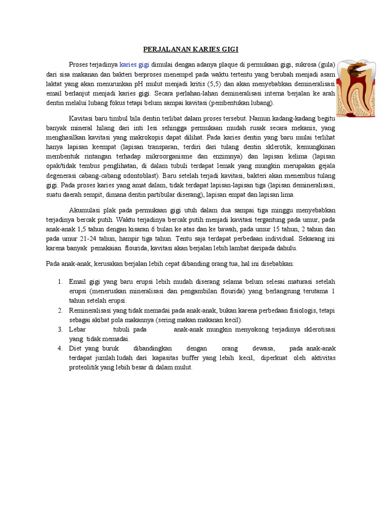 Karies Gigi: Proses dan Faktor Risiko | PDF