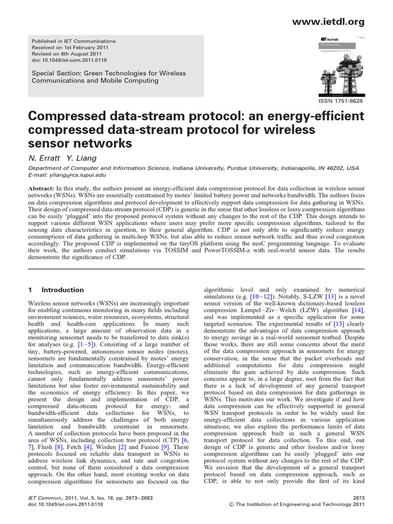Compressed Data-Stream Protocol An Energy-Efficient | Download Free PDF | Data Compression ...
