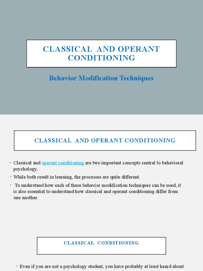 Classical vs. Operant Conditioning | PDF | Classical Conditioning ...