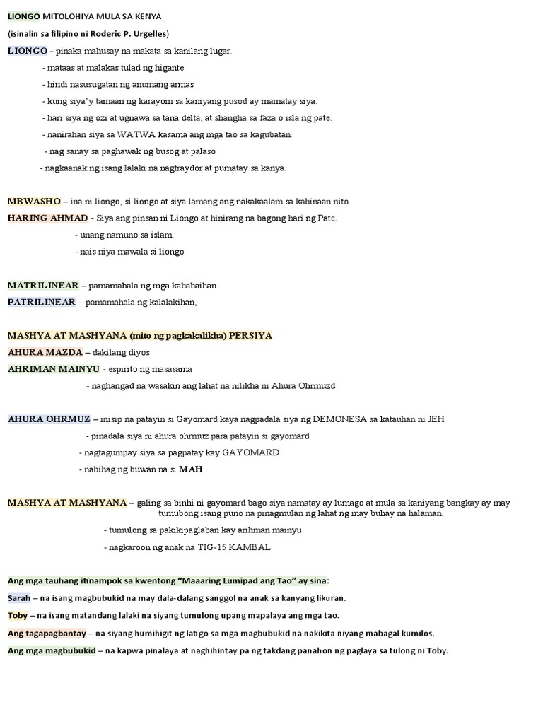 3rd Quarter Reviewer in Filipino 10 | PDF