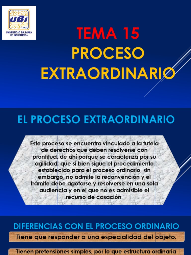 Tema 15 - Proceso Extraordinario | PDF | Demanda judicial | Sentencia (ley)