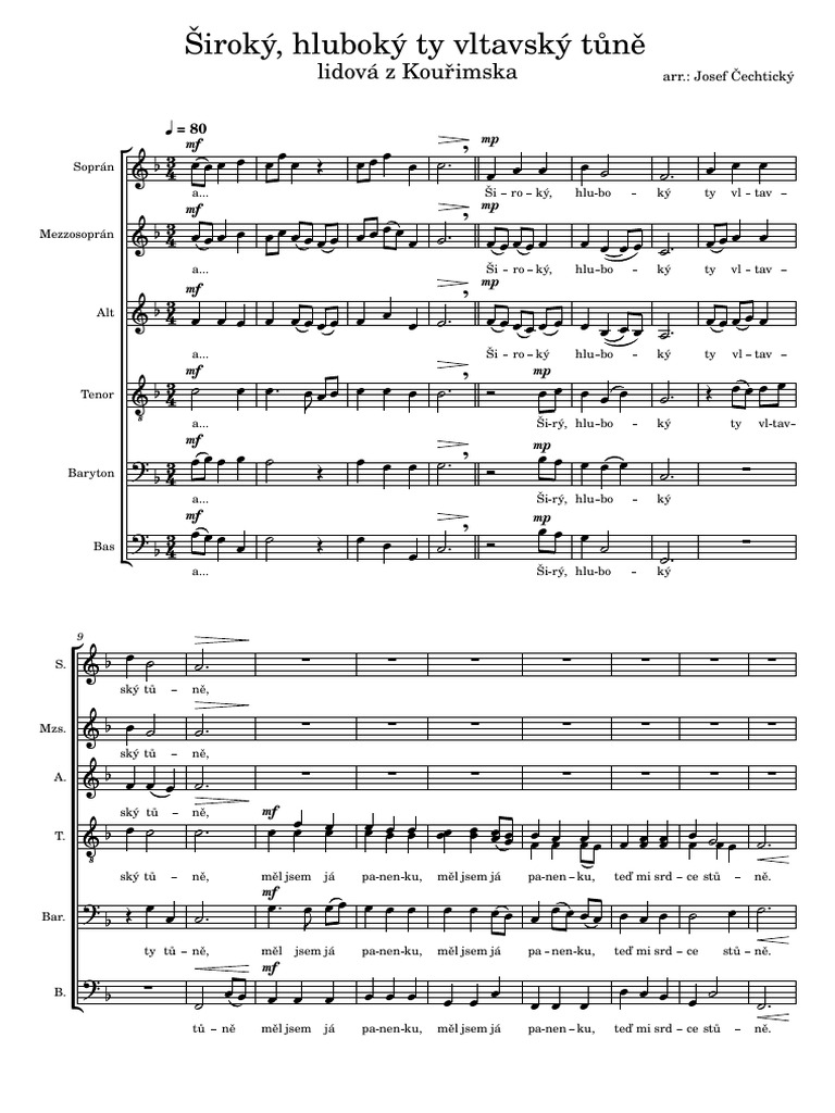 Siroky Hluboky, Ty Vltavsky Tune | PDF