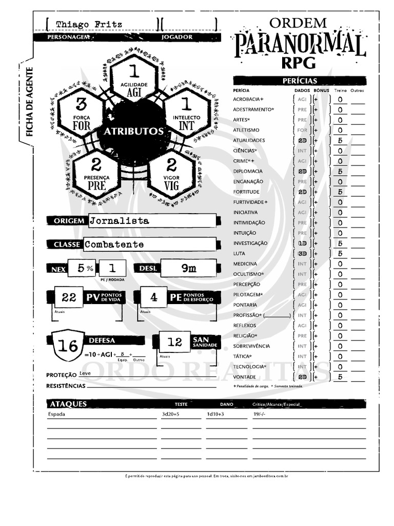 Thiago Fritz Ficha | PDF
