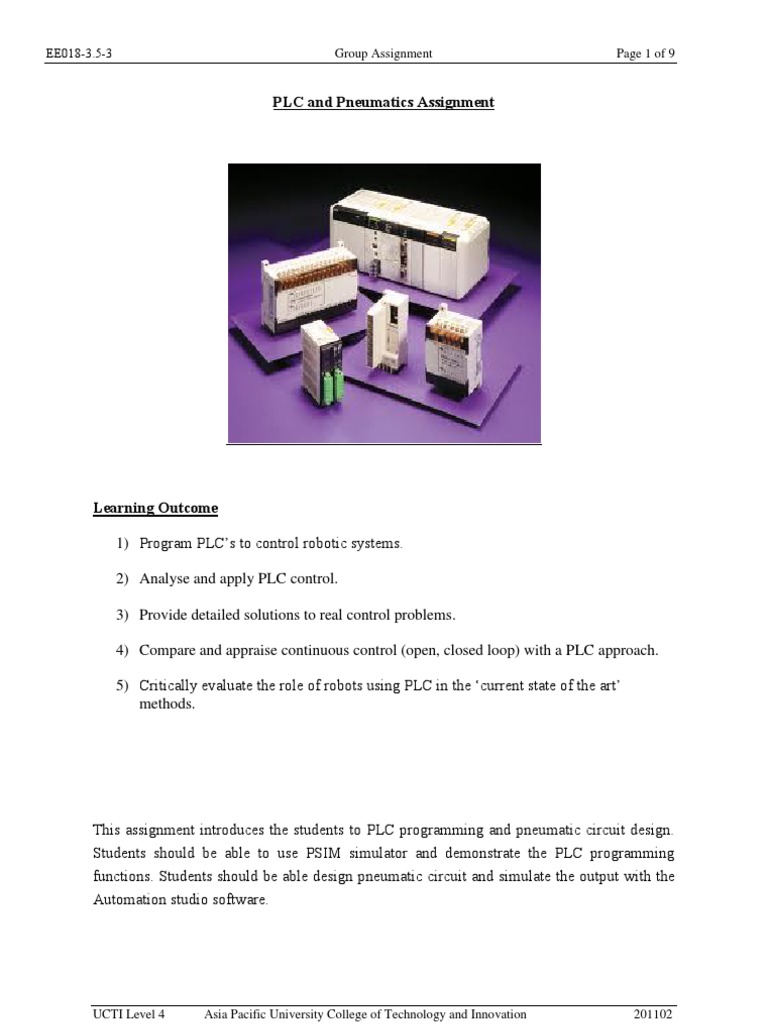 PLC Assignment UC4F1101ME | PDF | Programmable Logic Controller ...