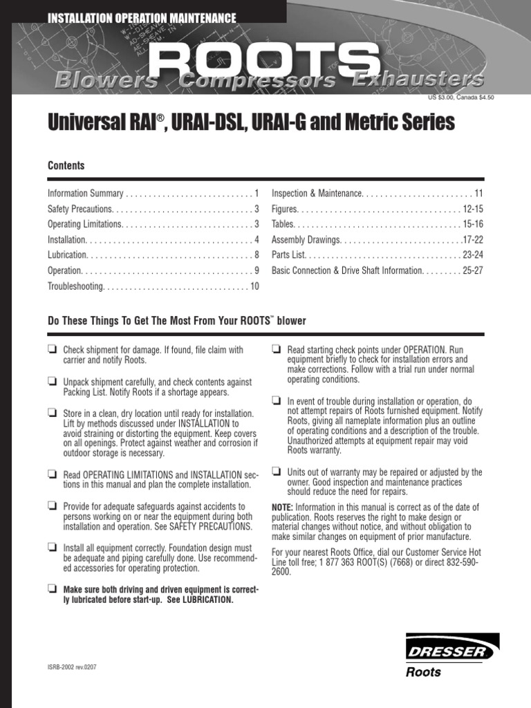 Blower Install&Operation Manual | PDF | Belt (Mechanical) | Bearing ...