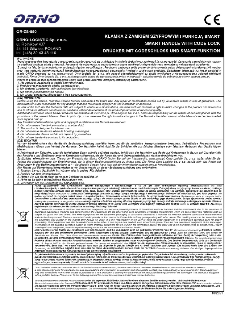 OR-ZS-850 Manual PL EN DE | PDF OR-ZS-850 Manual PL EN DE | PDF