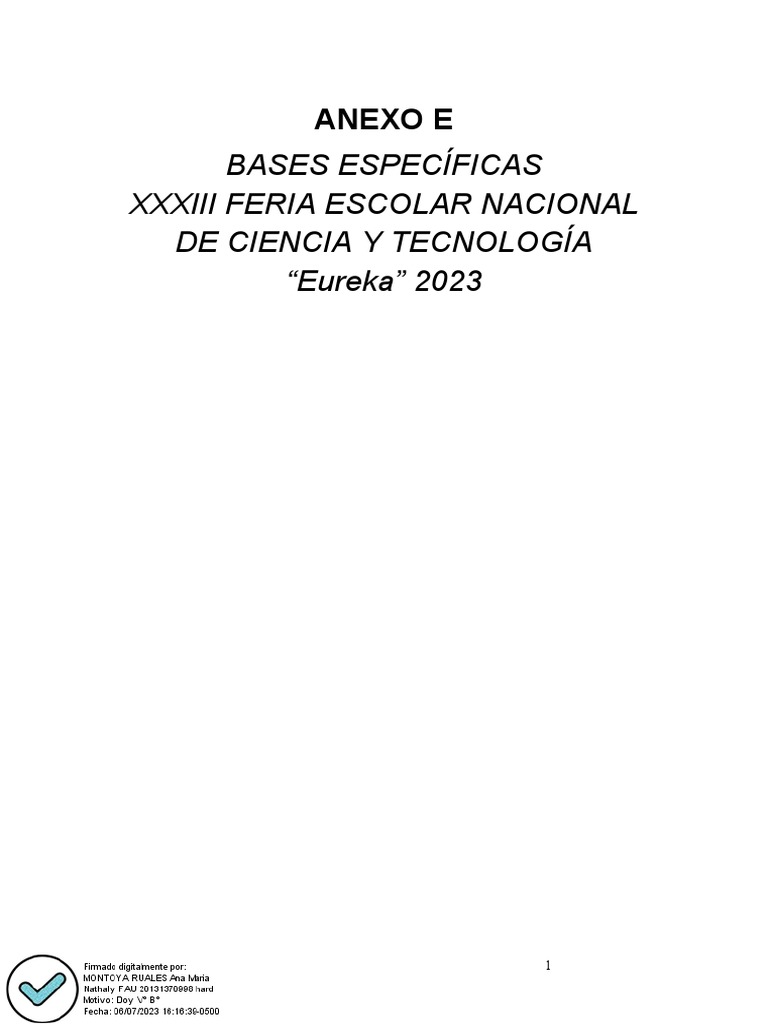 Bases Eureka 2023 - Extracto | PDF | Observación | Hipótesis